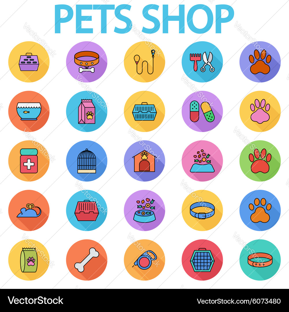 Pets shop icons Royalty Free Vector Image - VectorStock