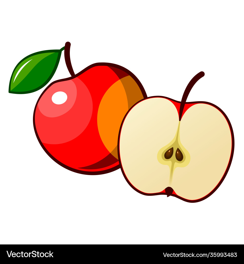Drawn ripe apple fruit Royalty Free Vector Image