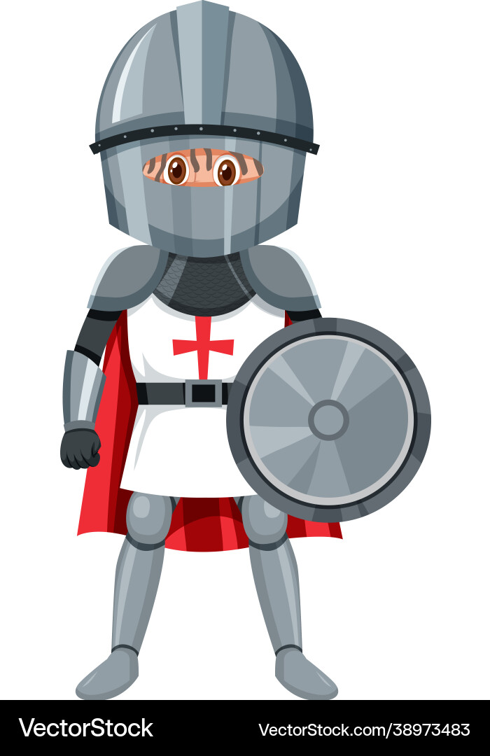 Knight cartoon character on white background Vector Image