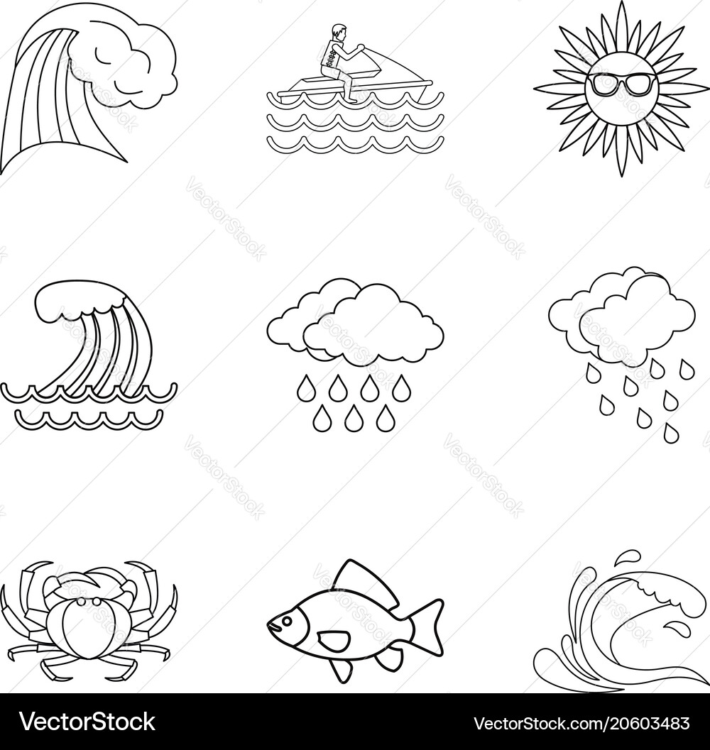 Tropical explorer icons set outline style Vector Image