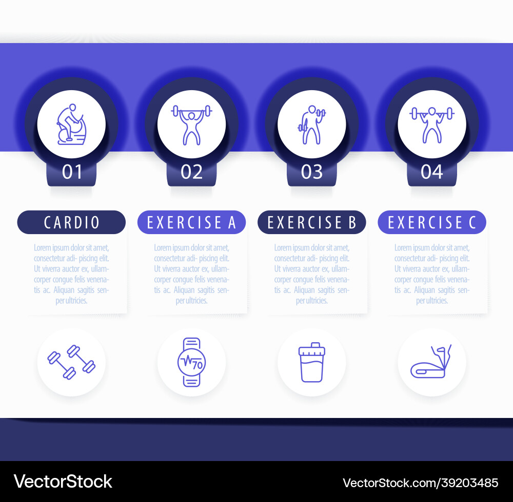 Gym training workout 4 steps infographic design Vector Image