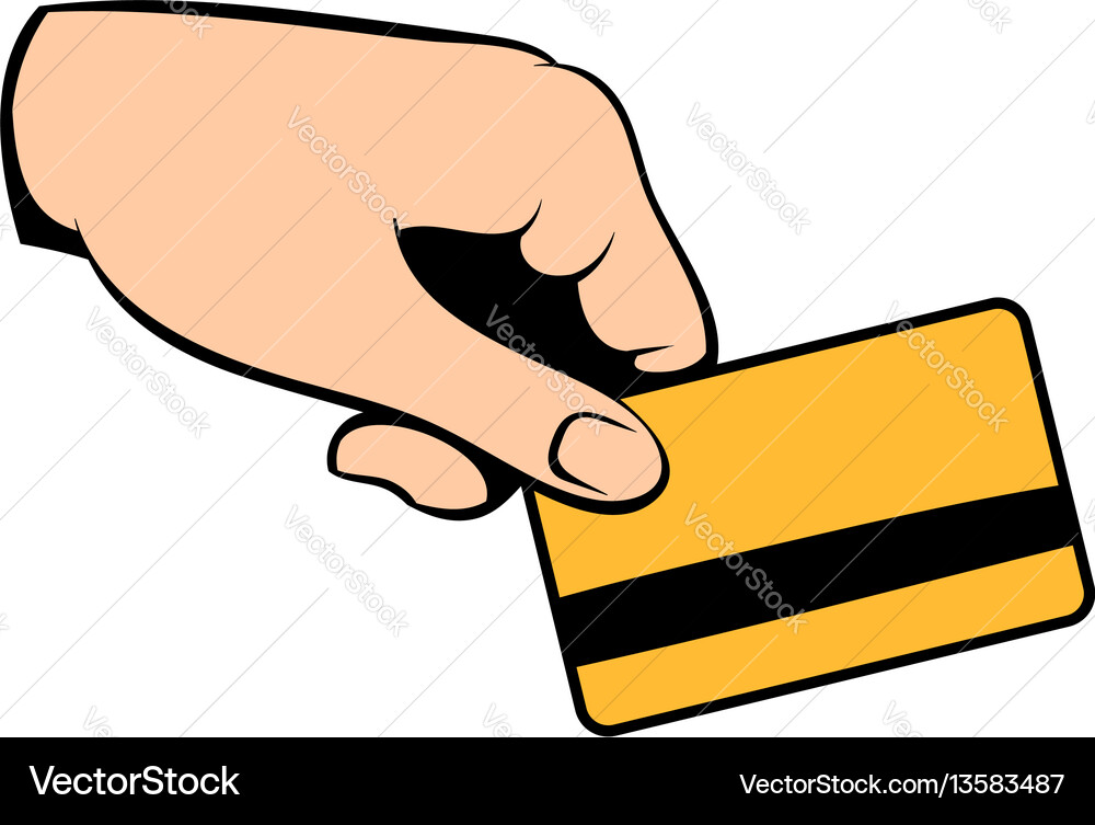 Credit card in hand icon cartoon Royalty Free Vector Image - VectorStock