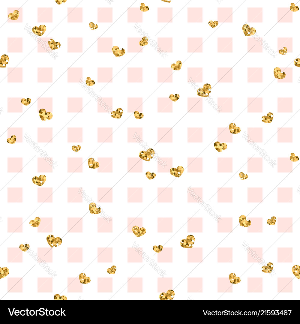 Gold heart seamless pattern pink-white geometric Vector Image
