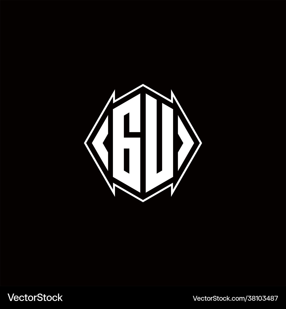 Gu logo monogram with shield shape designs Vector Image