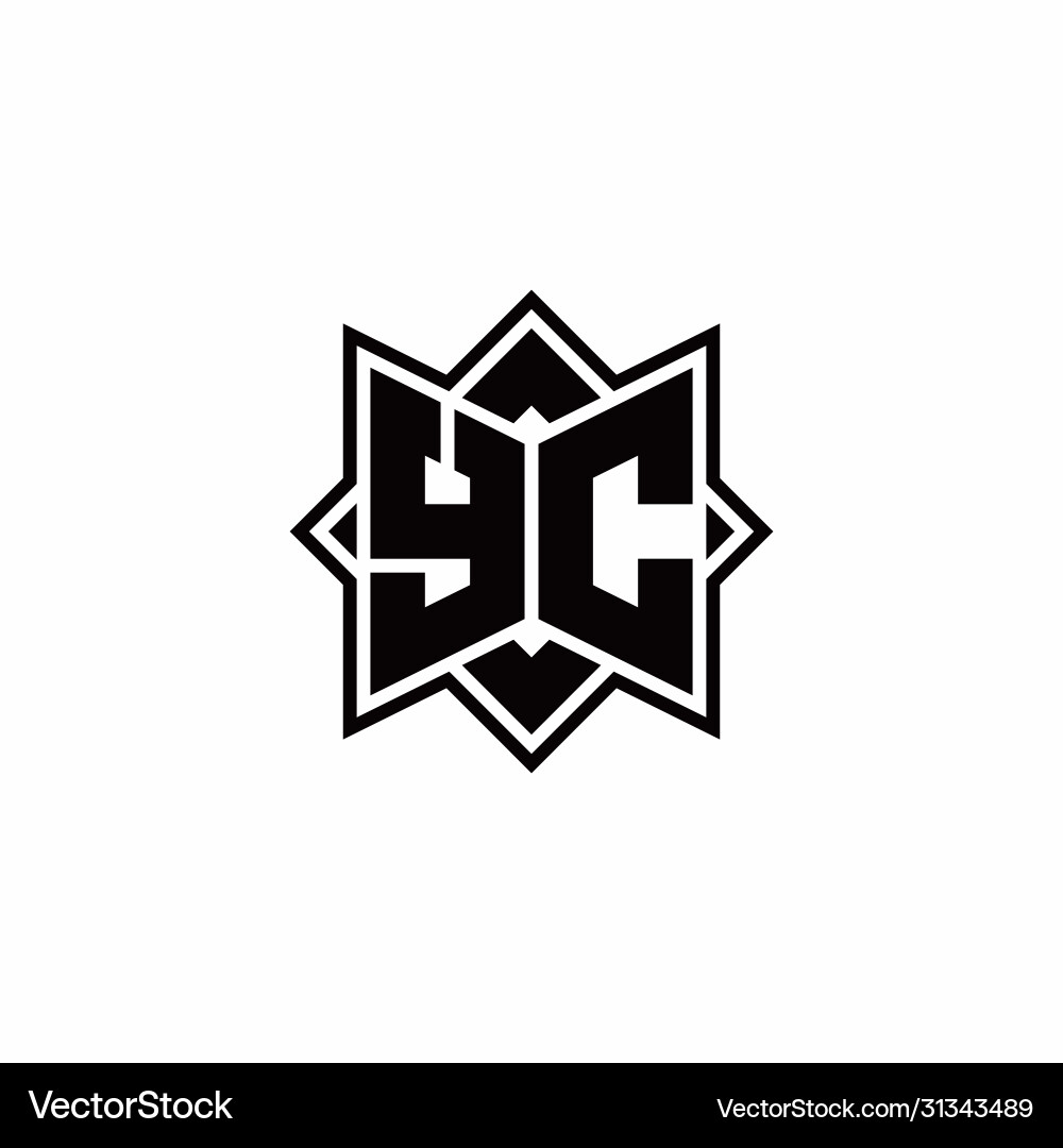 Yc monogram logo with square rotate style outline Vector Image
