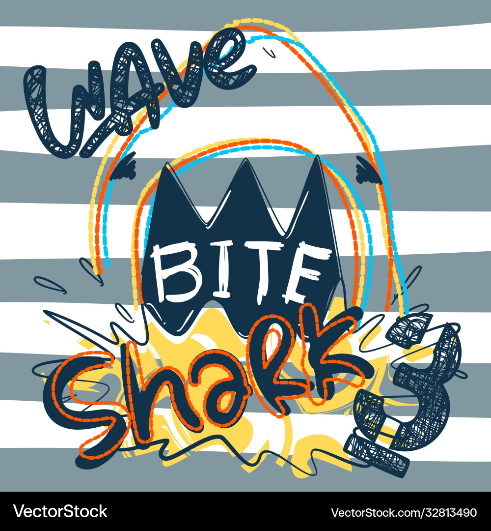 Shark attack bite on striped background Royalty Free Vector