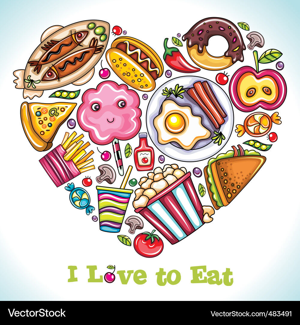 I love to eat Royalty Free Vector Image - VectorStock