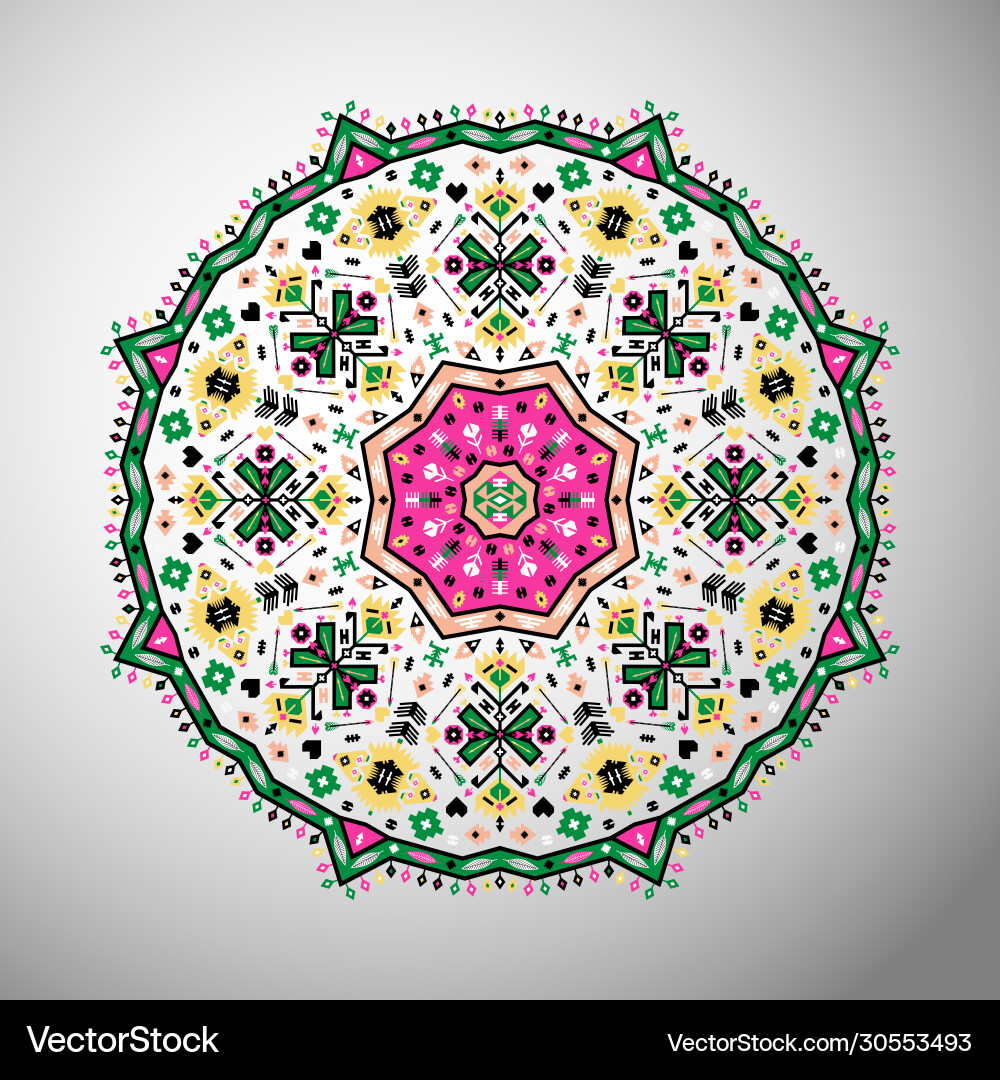 Ornamental round colorful geometric pattern Vector Image