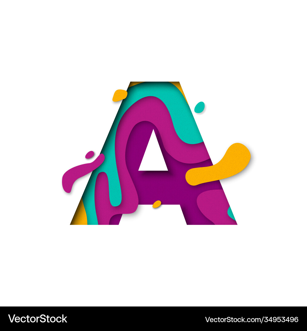 Paper cut letter a realistic 3d multi layers Vector Image