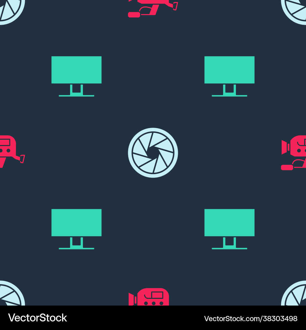 Set cinema camera camera shutter and smart tv Vector Image