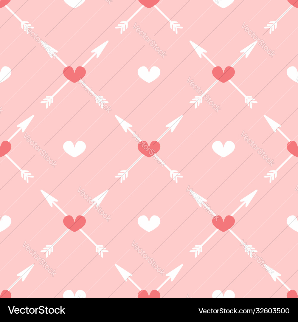 Cute seamless pattern with arrows and hearts Vector Image