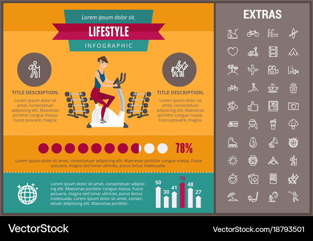 Lifestyle infographic template elements and icons Vector Image