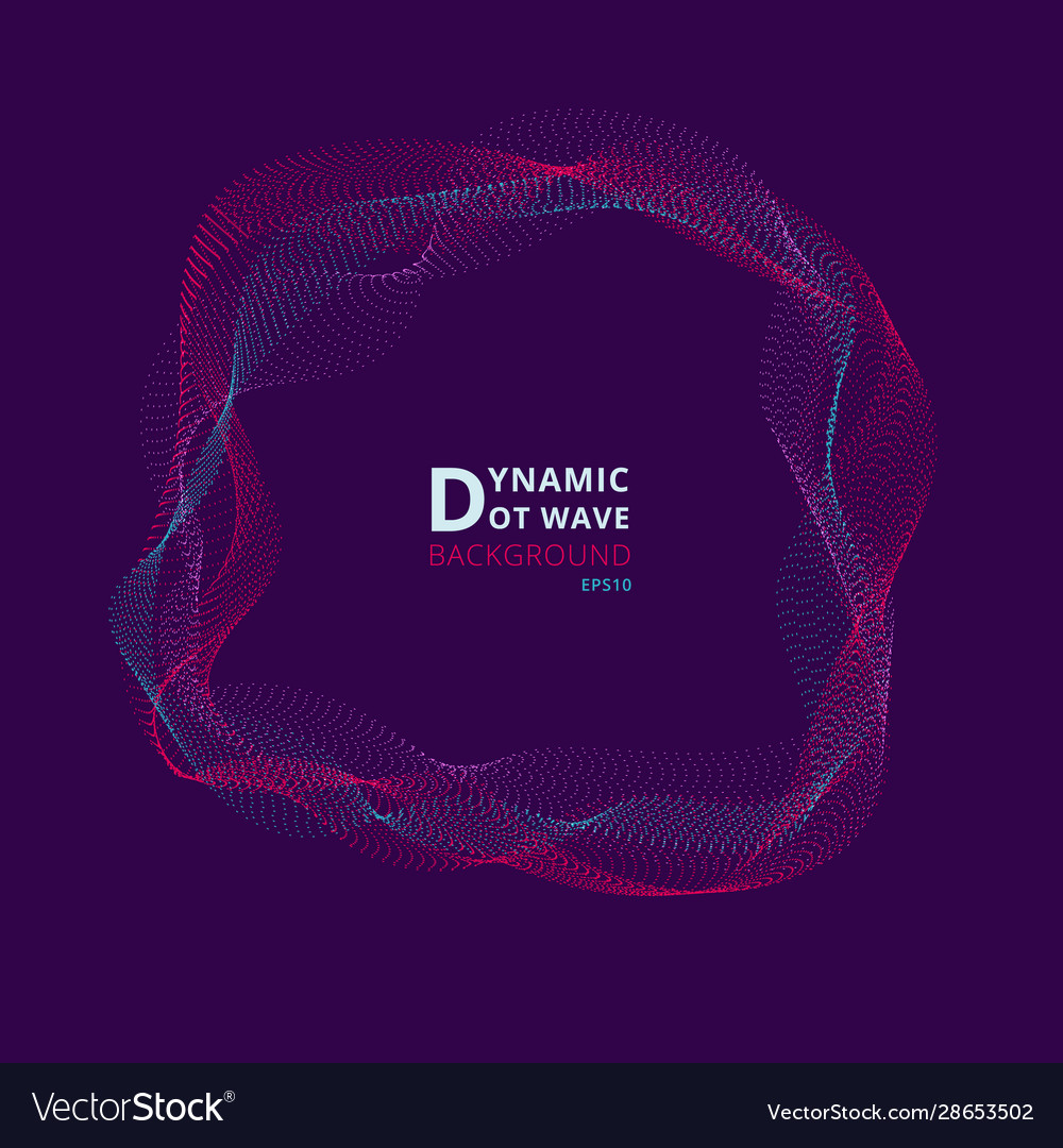 Abstract dynamic round frame particles waves Vector Image