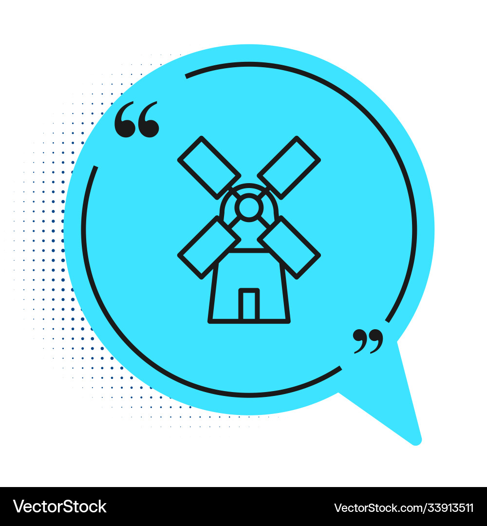 Black line windmill icon isolated on white Vector Image