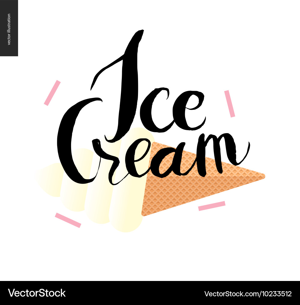 Ice cream lettering and icecream cone Royalty Free Vector