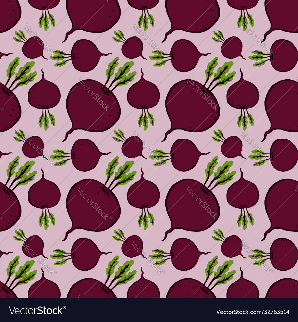 Beet pattern seamless pattern on pink background Vector Image
