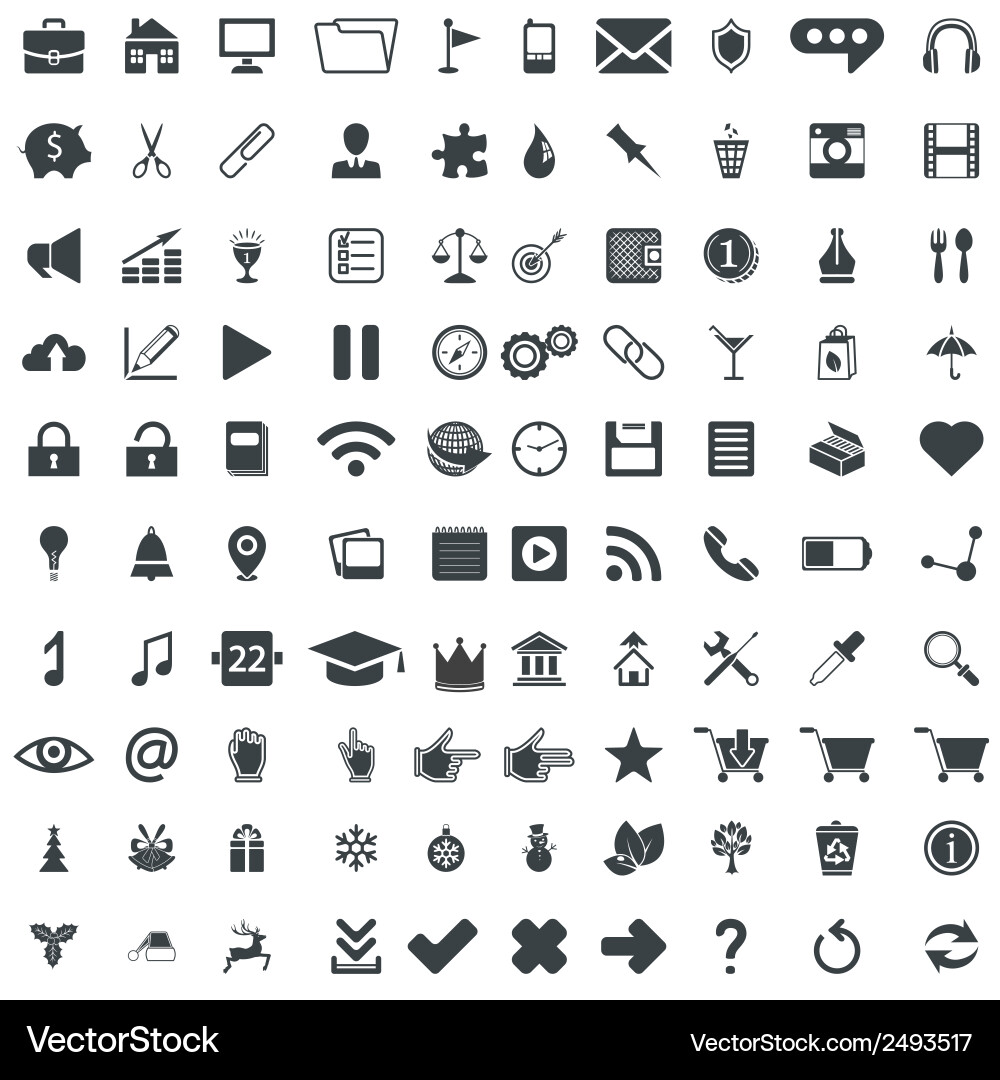 100 universal pictograms for web and mobile apps Vector Image