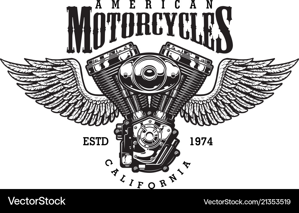 Vintage monochrome motorcycle emblem Royalty Free Vector