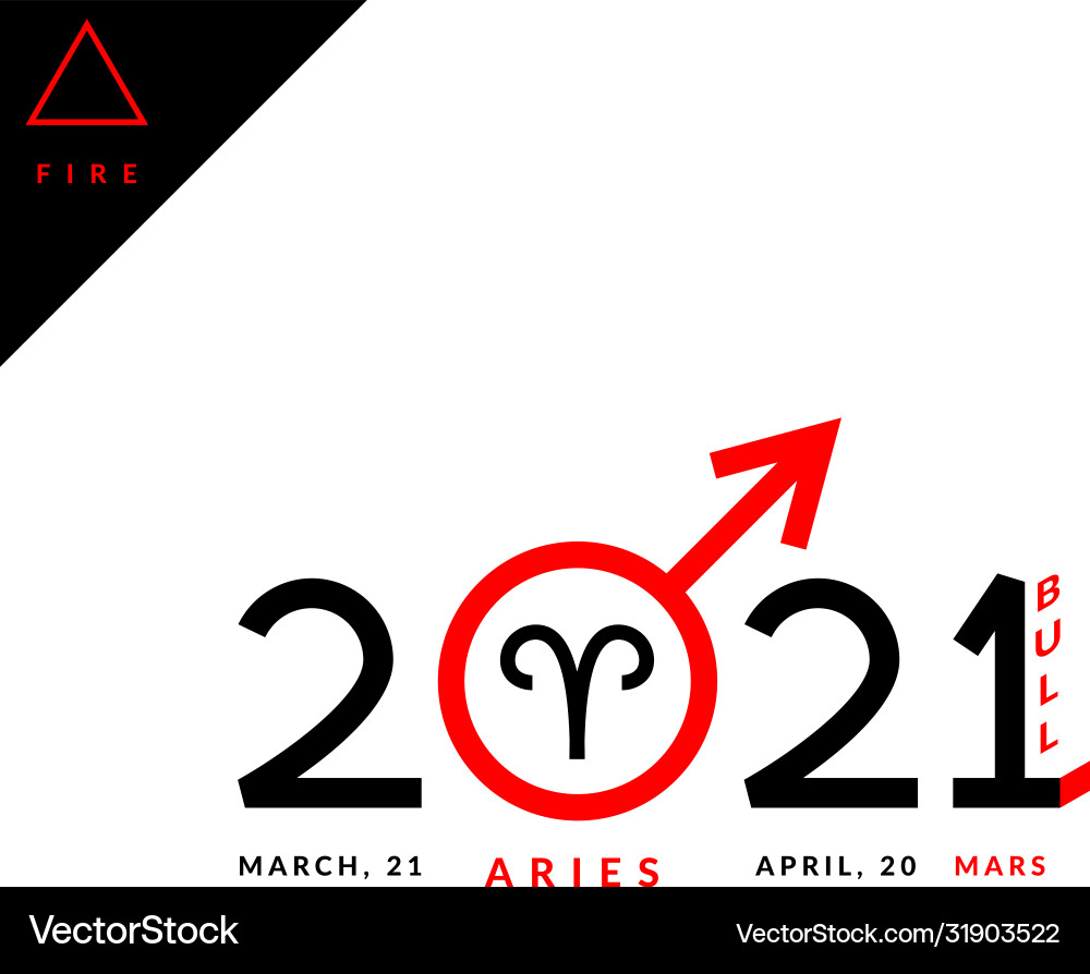 Aries zodiacal sign inside ruler planet Royalty Free Vector