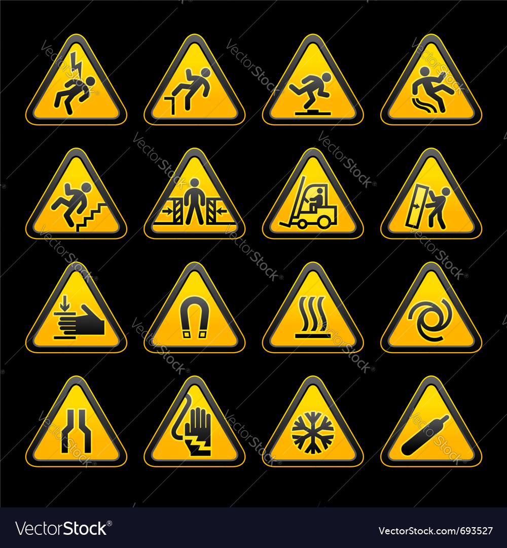 Triangular hazard signs Royalty Free Vector Image