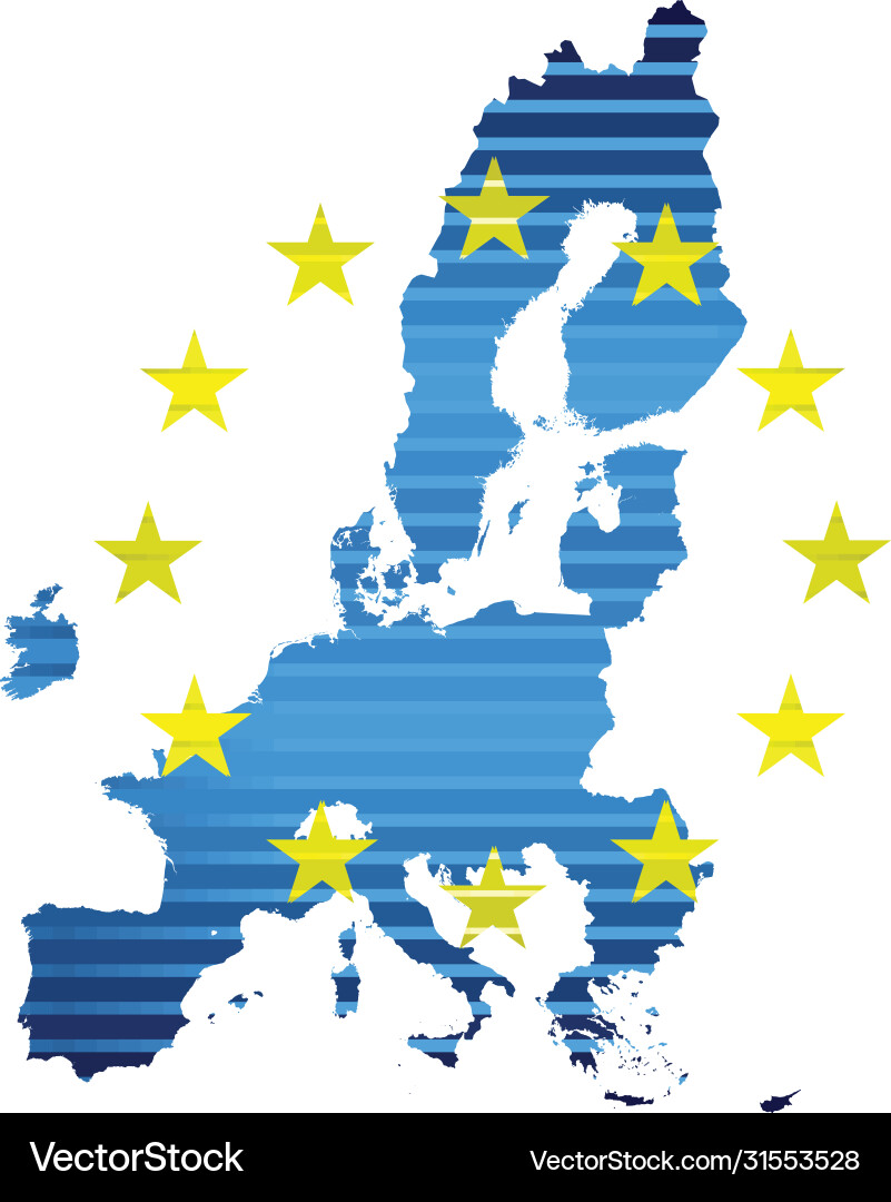 Shiny map european union Royalty Free Vector Image