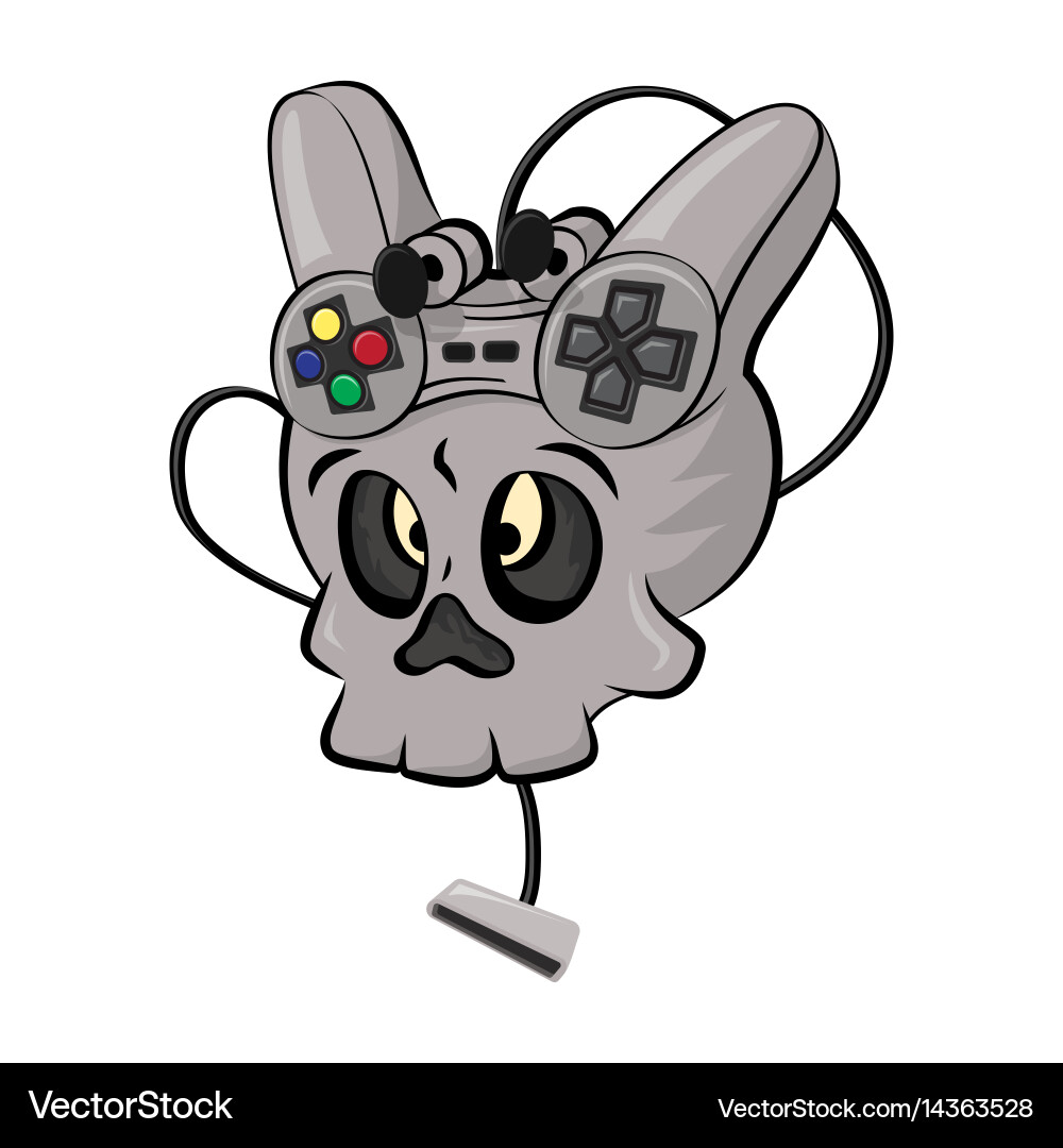 Skull playing video games Royalty Free Vector Image