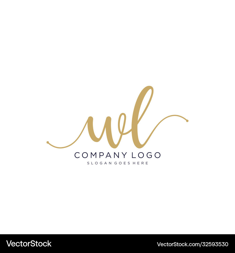 Wl initial handwriting logo design Royalty Free Vector Image