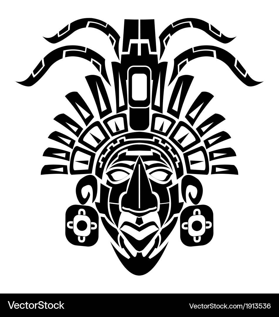 Mayan Mask Tribal Tattoo Royalty Free Vector Image