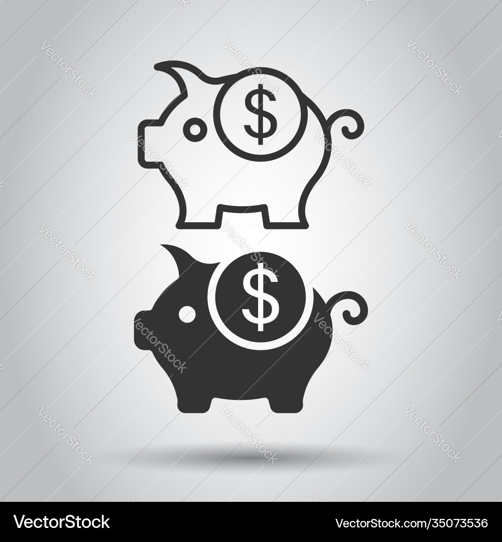 Money box icon in flat style pig container Vector Image