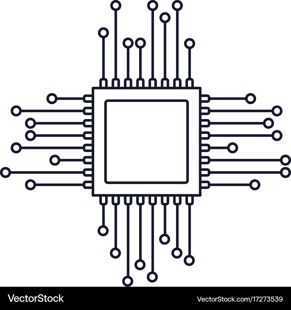 Microchip icon monochrome silhouette on white Vector Image