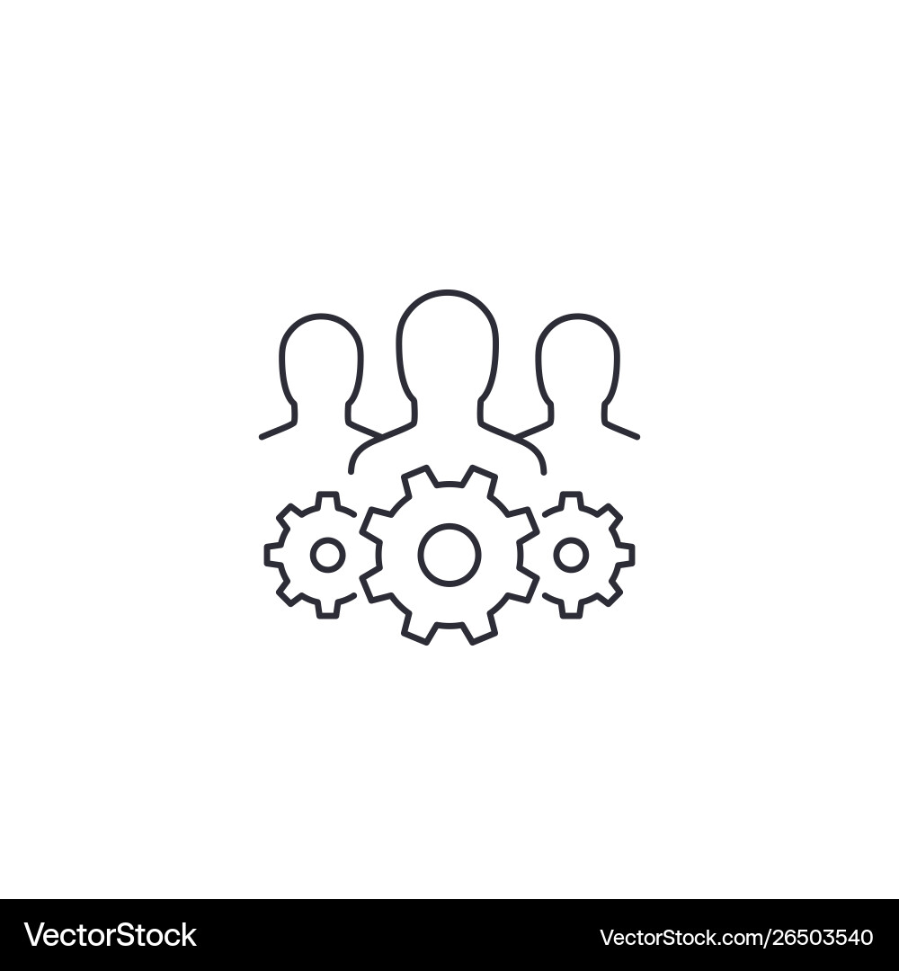 Team interaction and management line icon on white