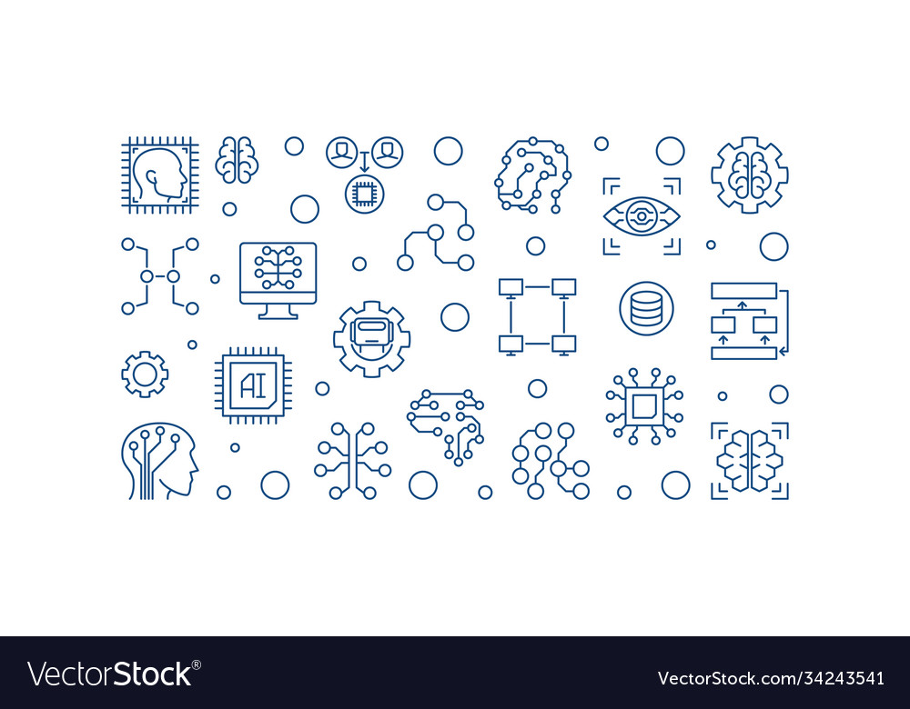 Artificial intelligence outline horizontal Vector Image