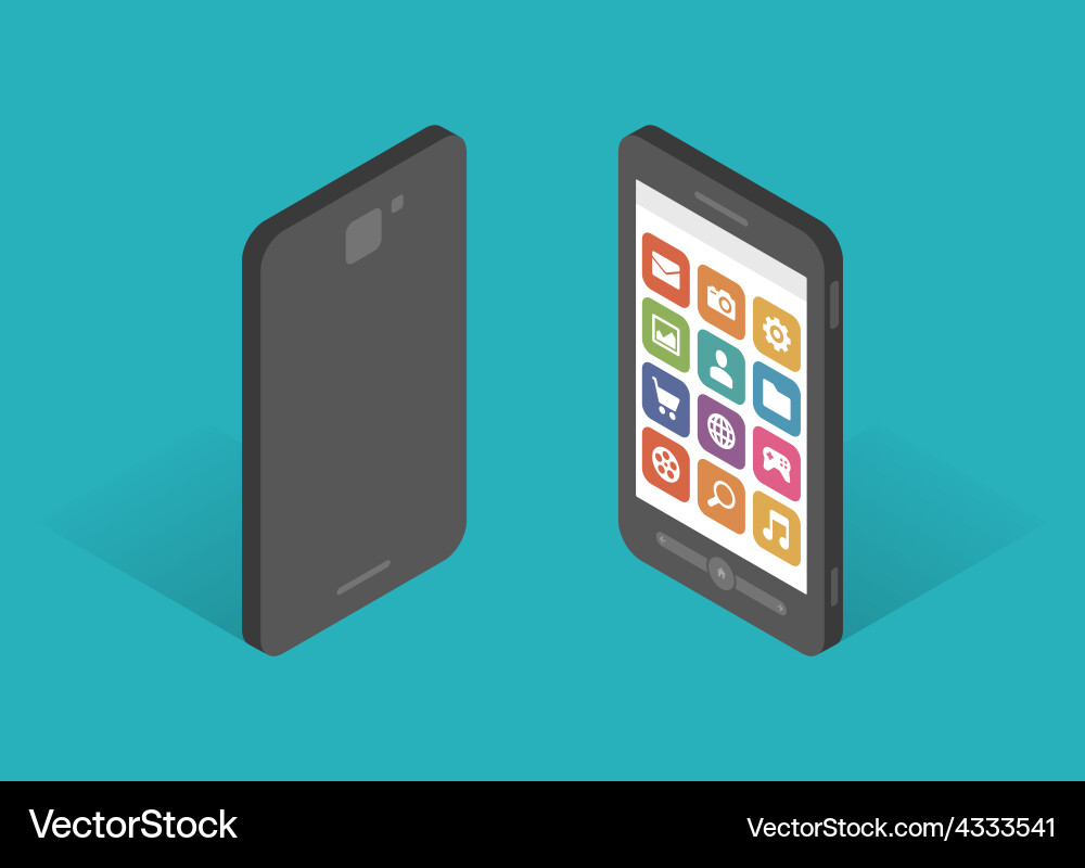 Flat design isometric mobile phone template Vector Image