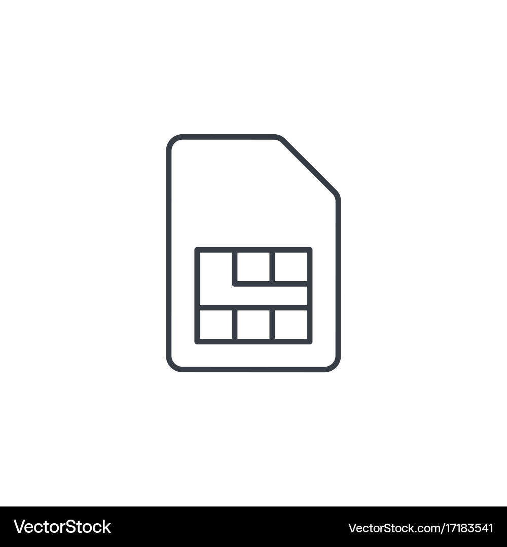 Sim card thin line icon linear symbol Royalty Free Vector