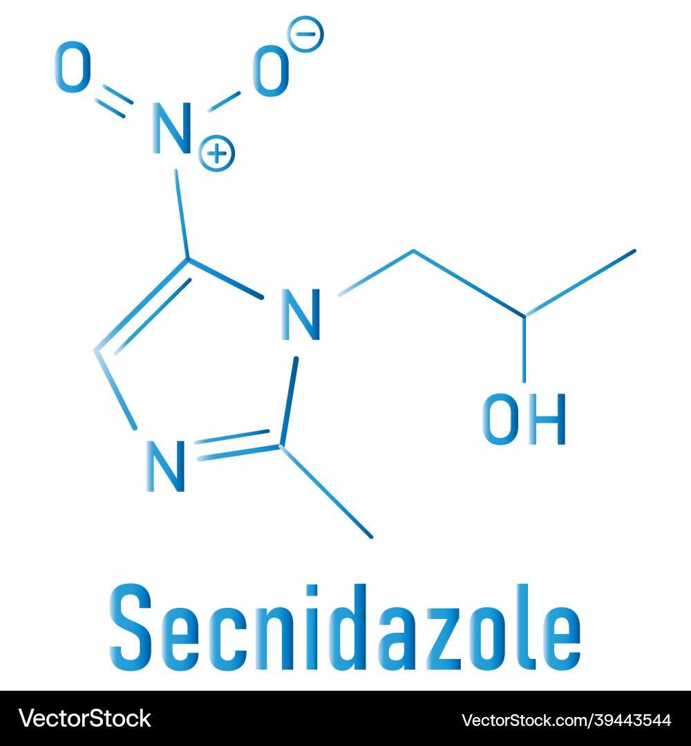 Secnidazole molecule skeletal formula Royalty Free Vector