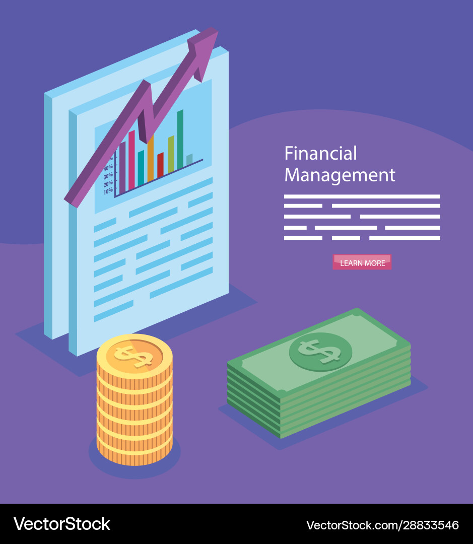 Financial management with document and icons Vector Image