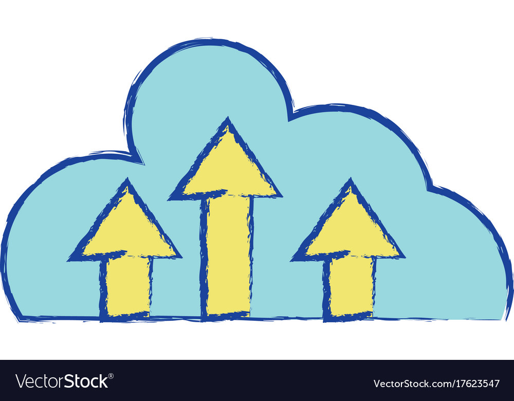 Cloud data with arrows up connection Royalty Free Vector