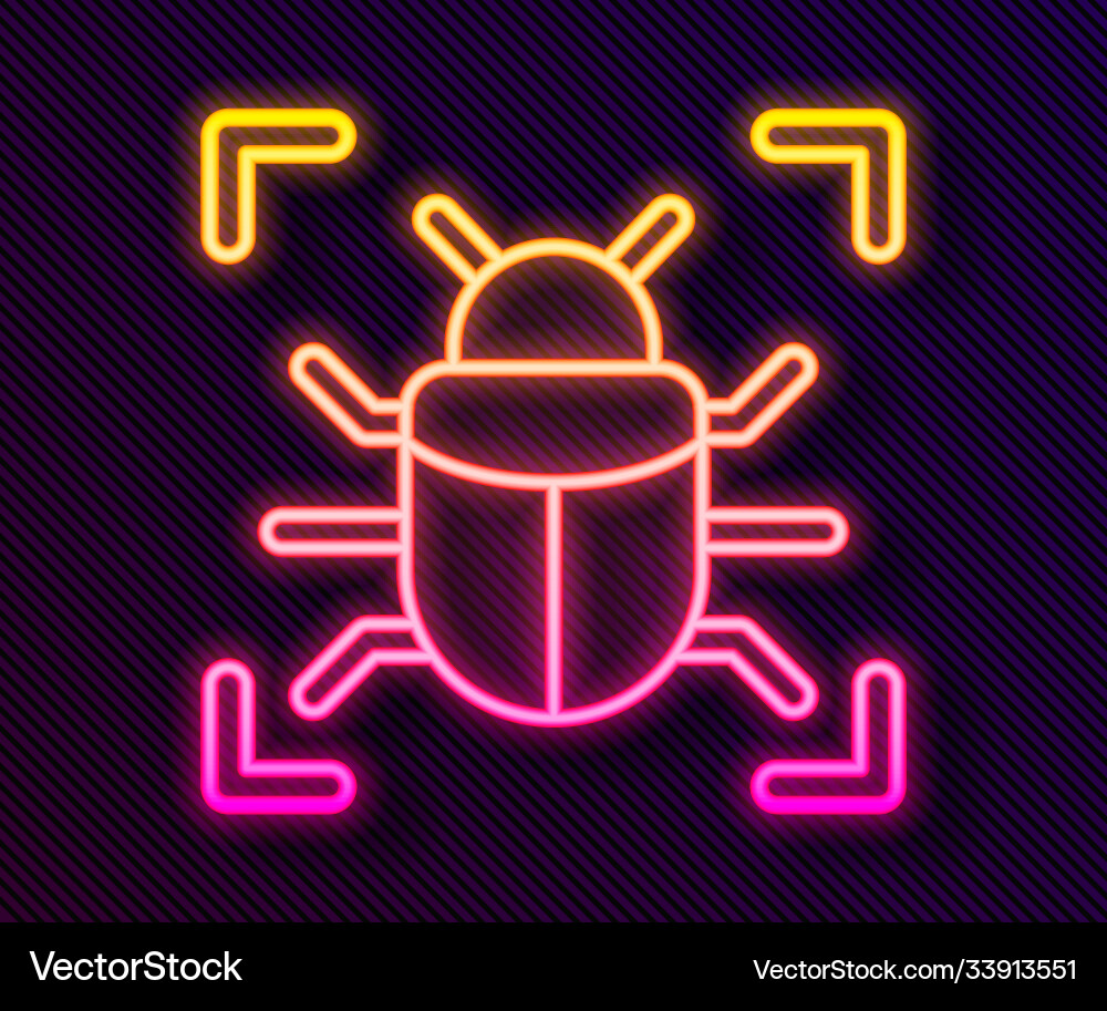 Glowing neon line system bug concept icon isolated
