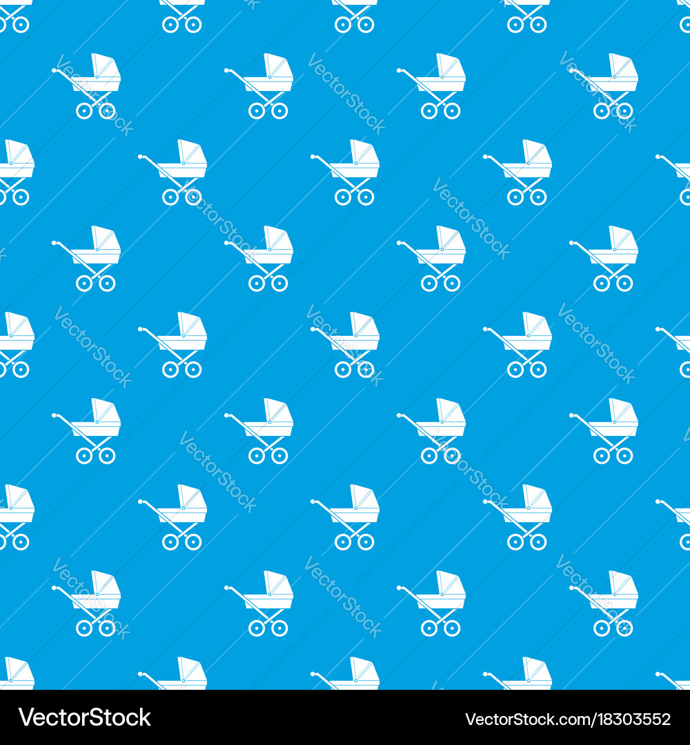 Baby carriage pattern seamless blue Royalty Free Vector