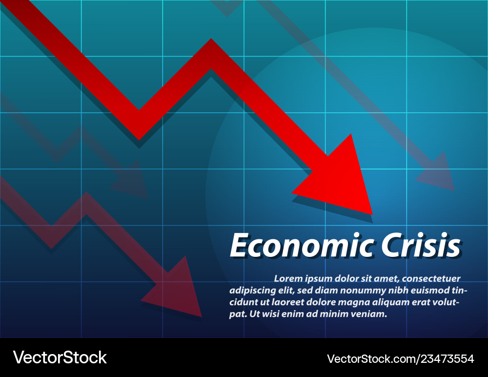 Arrow down economic crisis background Royalty Free Vector