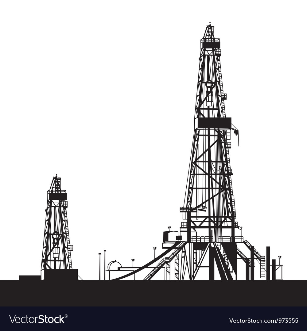 Oil rig silhouettes Royalty Free Vector Image - VectorStock
