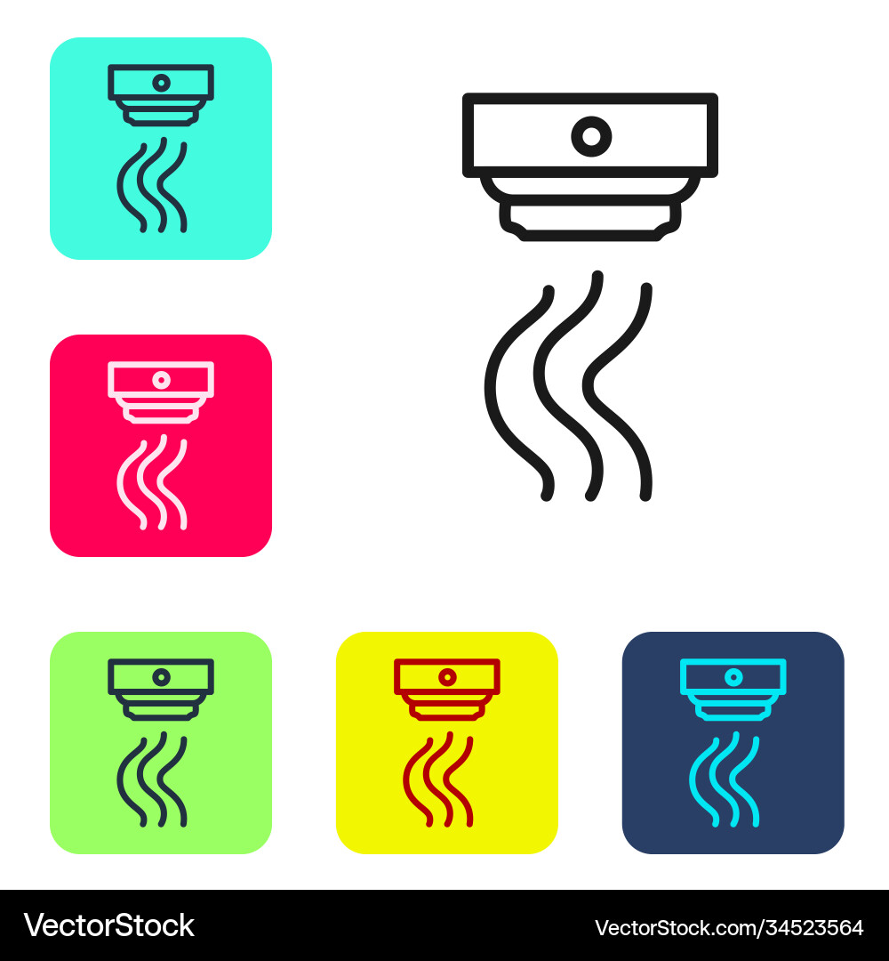 Black line smoke alarm system icon isolated Vector Image