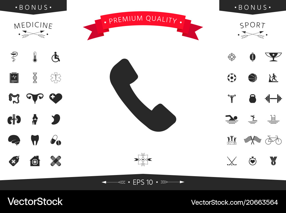 Telephone handset symbol receiver icon Royalty Free Vector