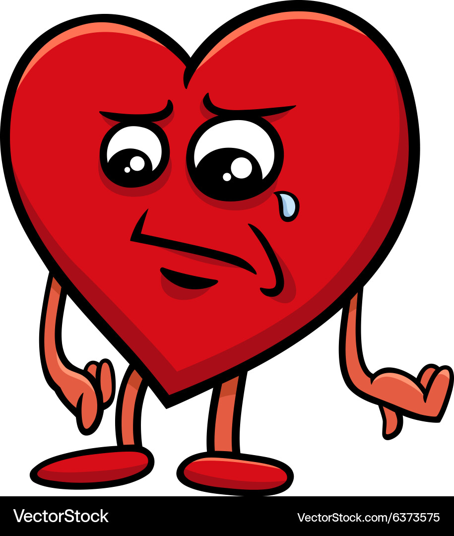Sad heart cartoon character Royalty Free Vector Image