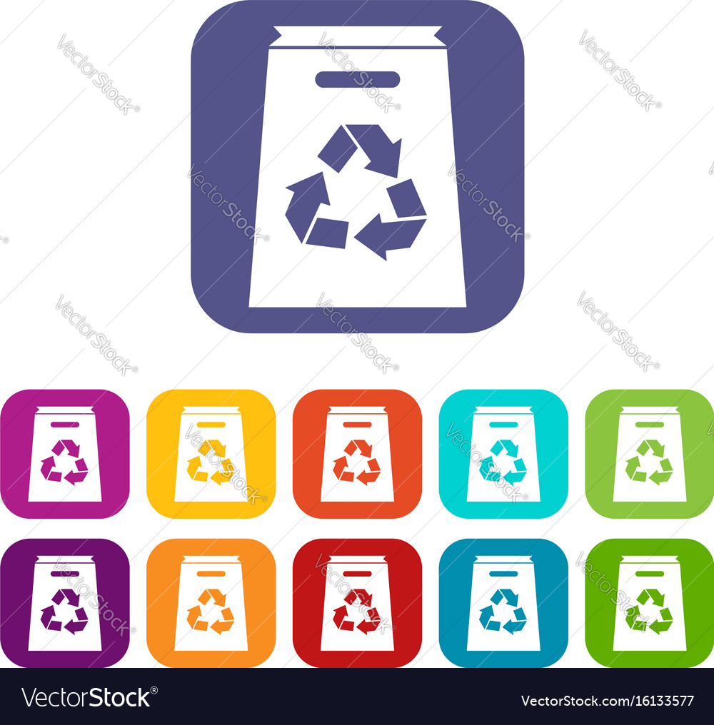 Recycle shopping bag icons set Royalty Free Vector Image Recycle shopping bag icons set Royalty Free Vector Image
