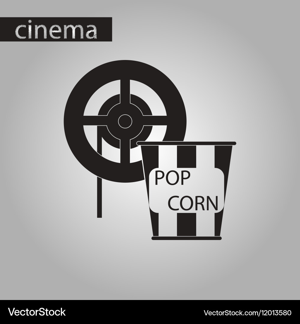 Black and white style icon popcorn cinema Vector Image