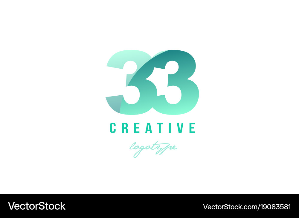 33 green pastel gradient number numeral digit Vector Image