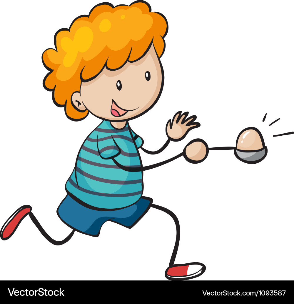 Boy running in egg and spoon race Royalty Free Vector Image