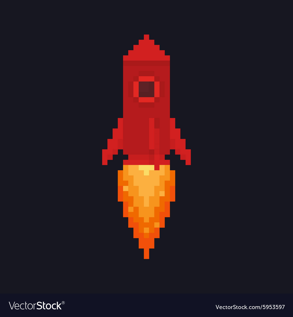 Pixel Rocket Royalty Free Vector Image - VectorStock