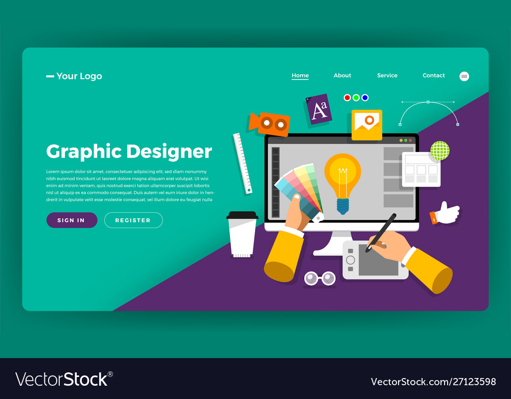 Mock-up design website flat design concept Vector Image